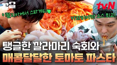 [#텐트밖은유럽] 이탈리아식 저녁 식사😋 k-초고추장이 함께하는 탱글탱글 깔라마리 숙회와 토마토스파게티🍝 | 네이트 TV